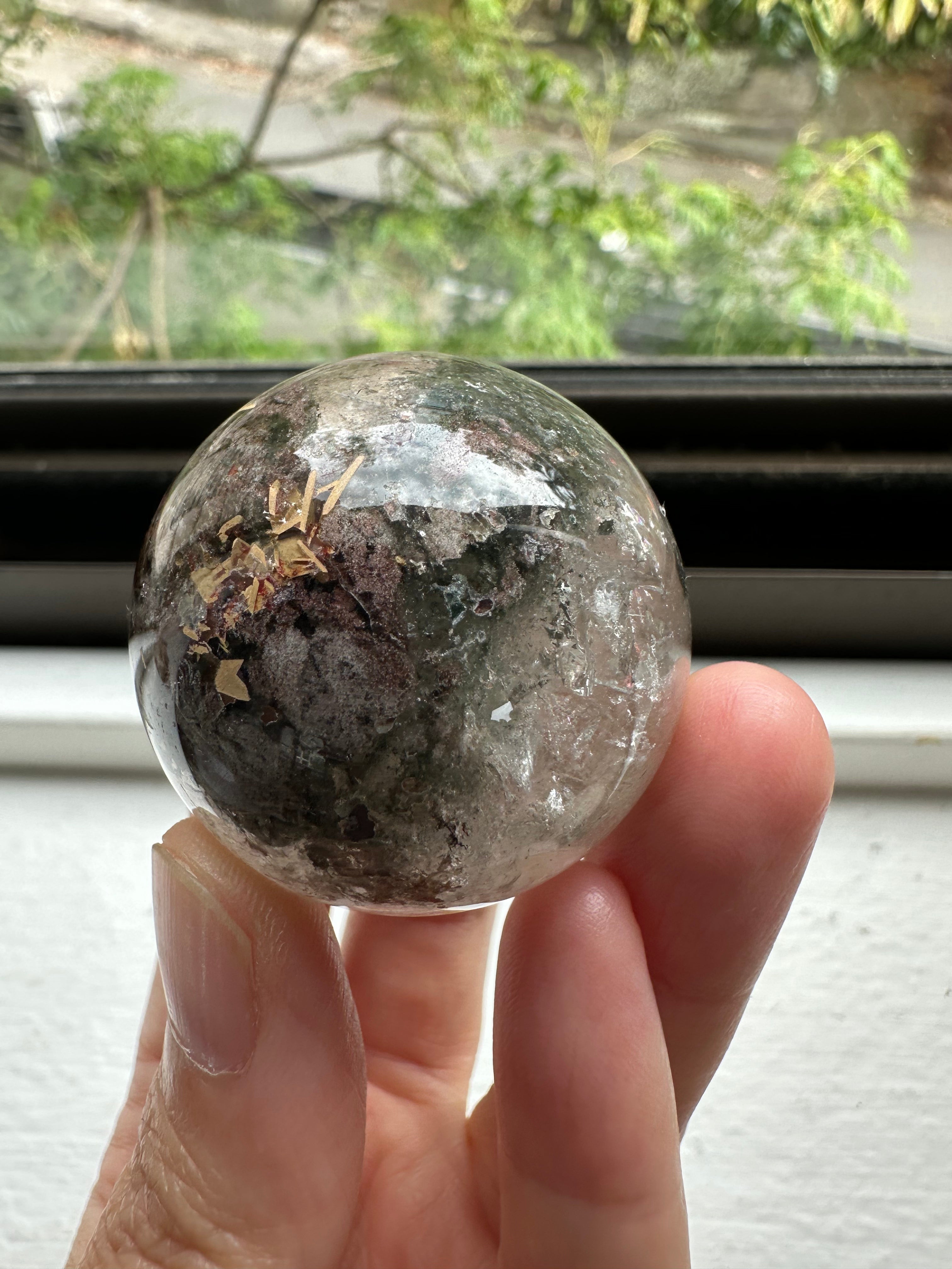 Garden Quartz Green Phantom Quartz Lodolite Scenic Quartz Sphere Ball ...