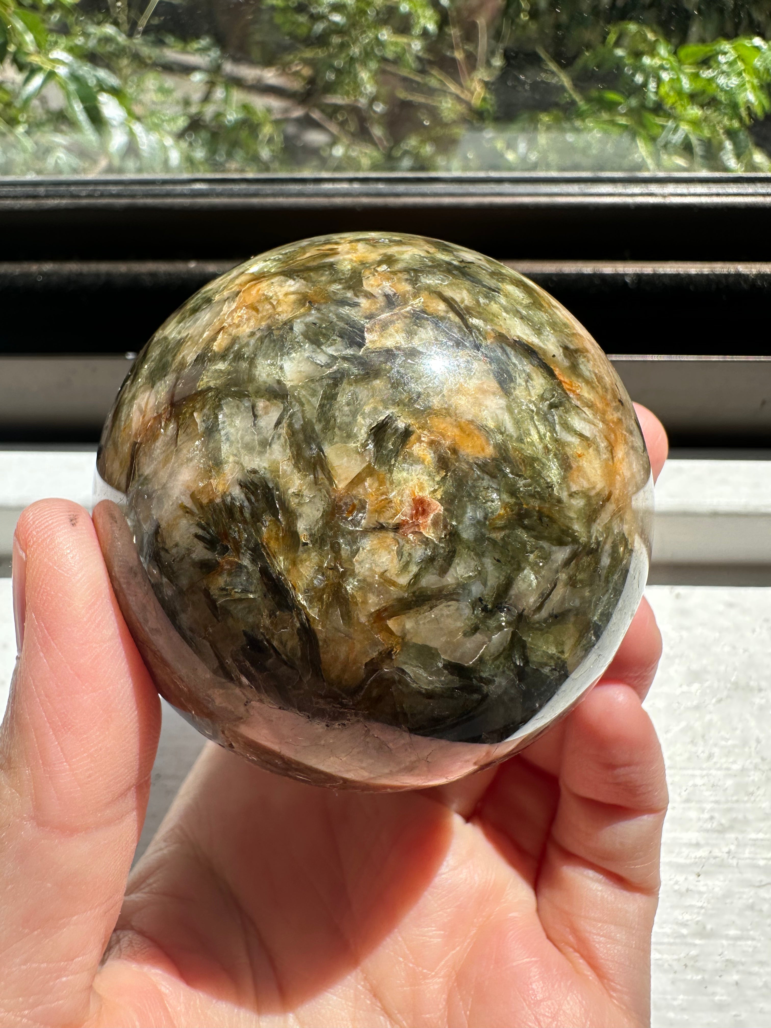 Rare Natural Green Verdelite with Mica Sphere - 5cm Healing Crystal ...