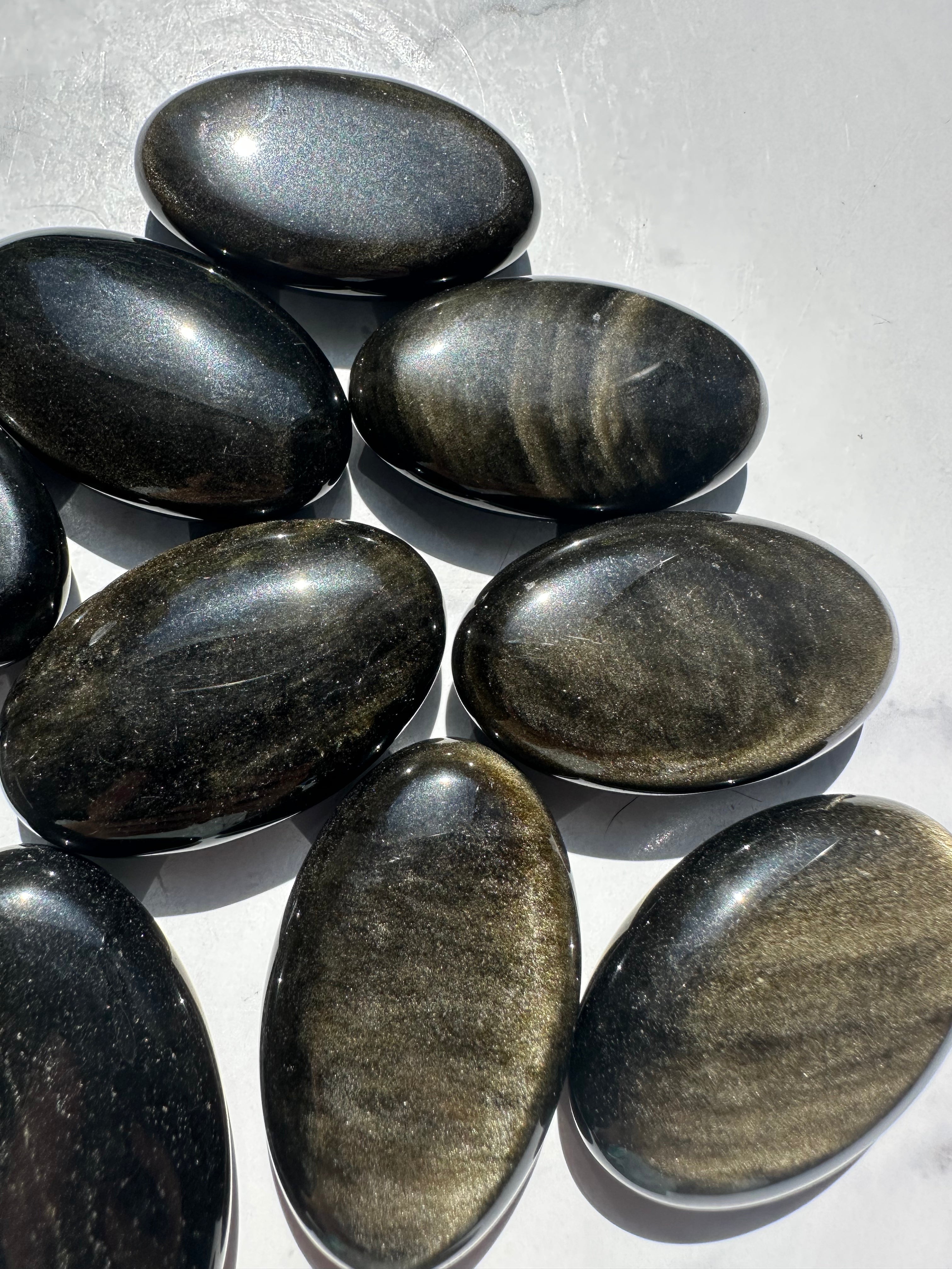 Gold Sheen Obsidian Palm Stone 5–6 cm (Worry Stone) – Protection, Grou ...