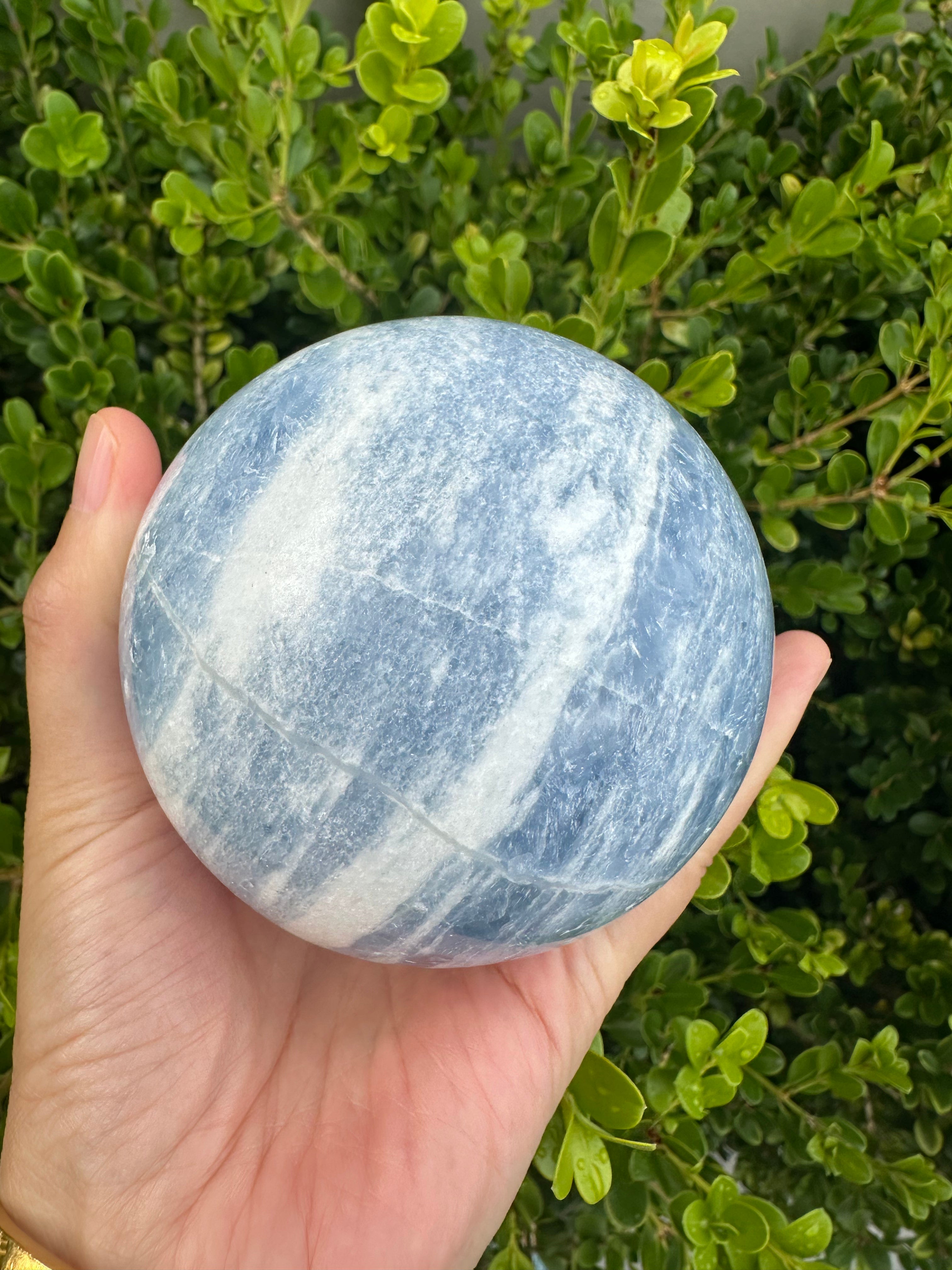 Large Natural Blue Calcite Sphere | High-Vibration Soothing & Communic ...